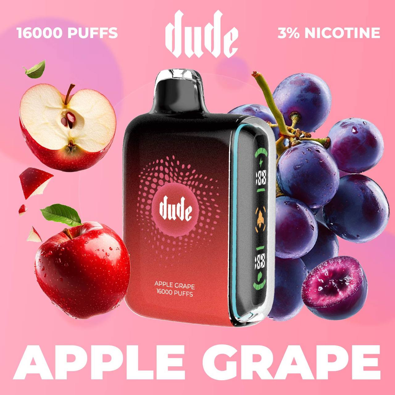 POD DUDE 16000 PUFFS – Apple Grape (3% Nicotine) - Pod Dude 16000 PUFFS